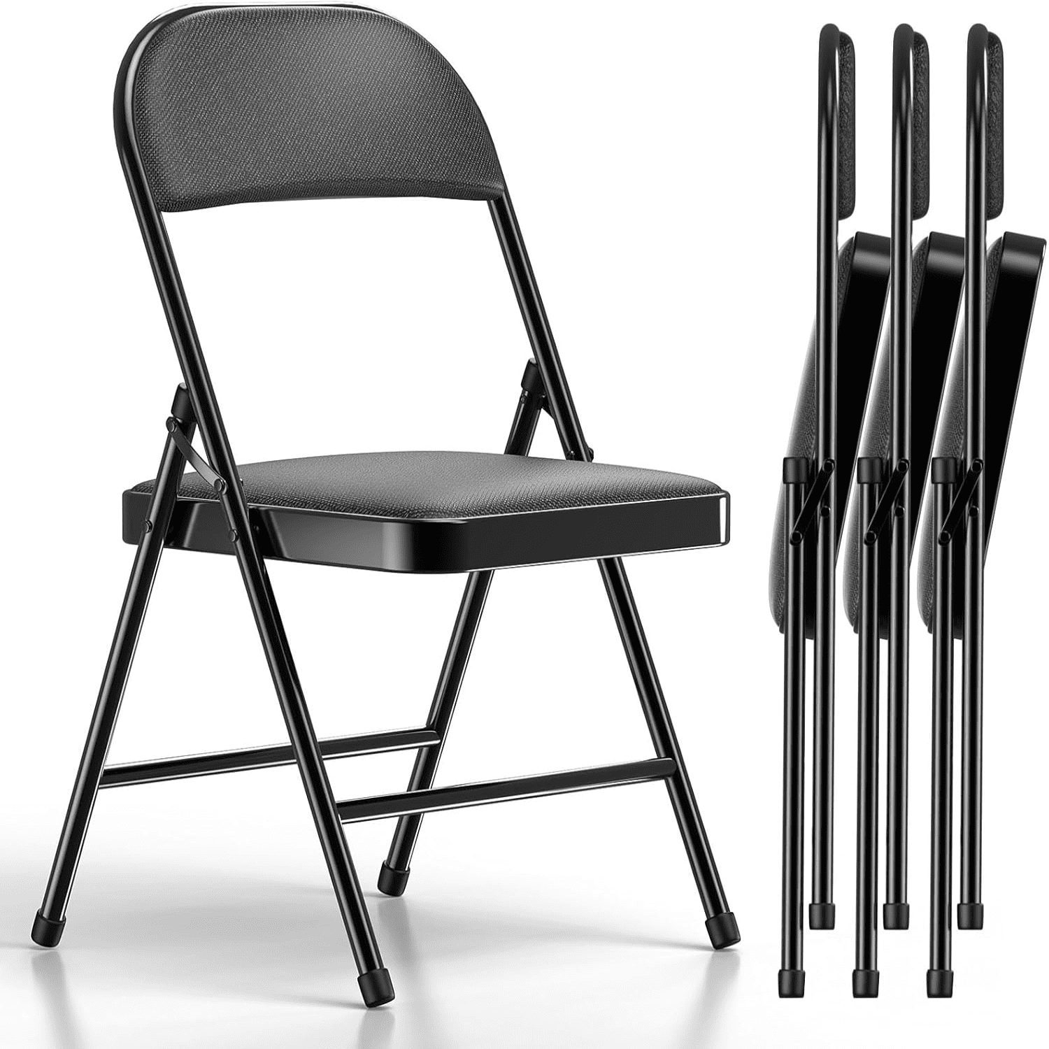 4 Pack Metal Folding Chair with Steel Seat and Double Braced Frame ...