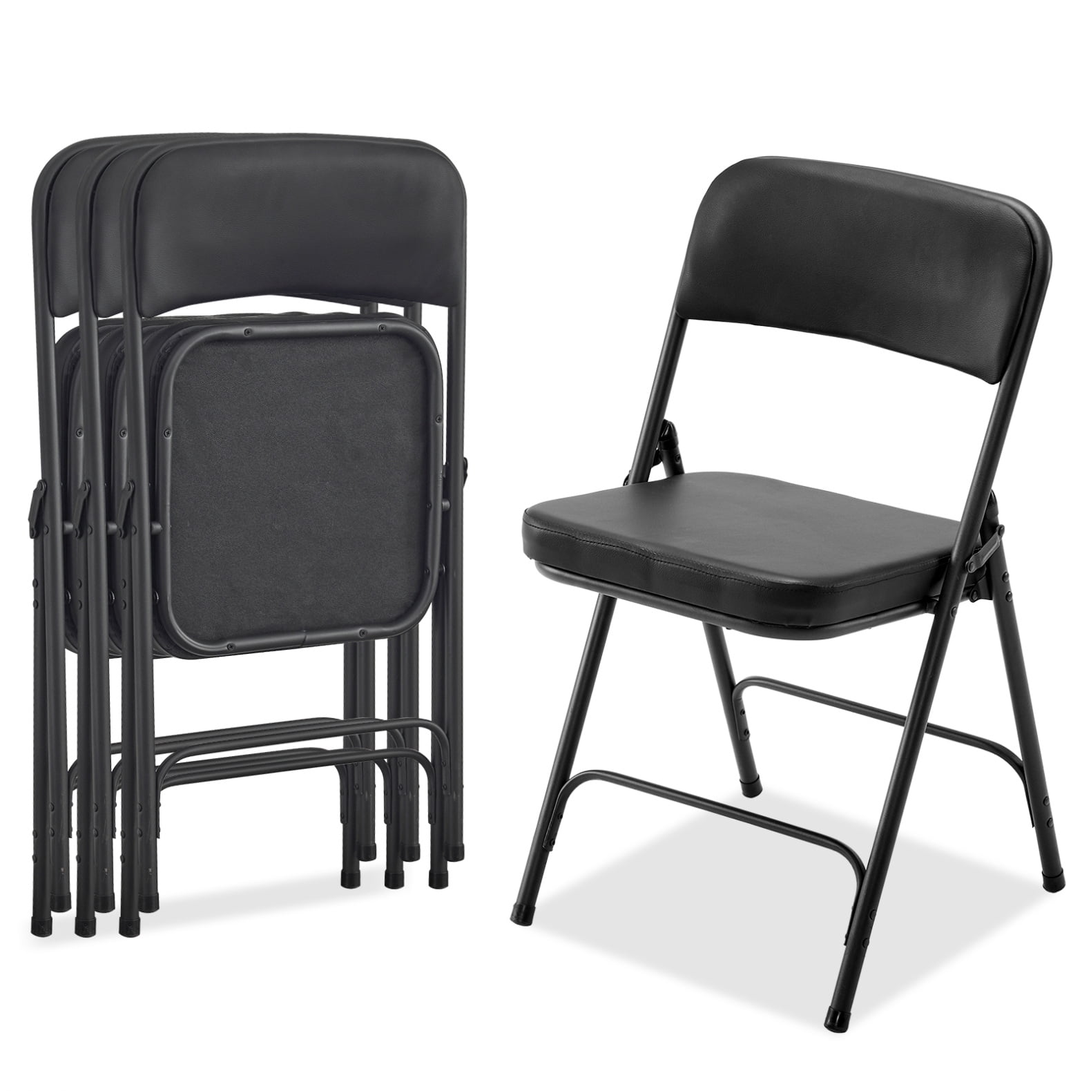 4 Pack Metal Folding Chairs Portable Stackable Folding Chairs with ...