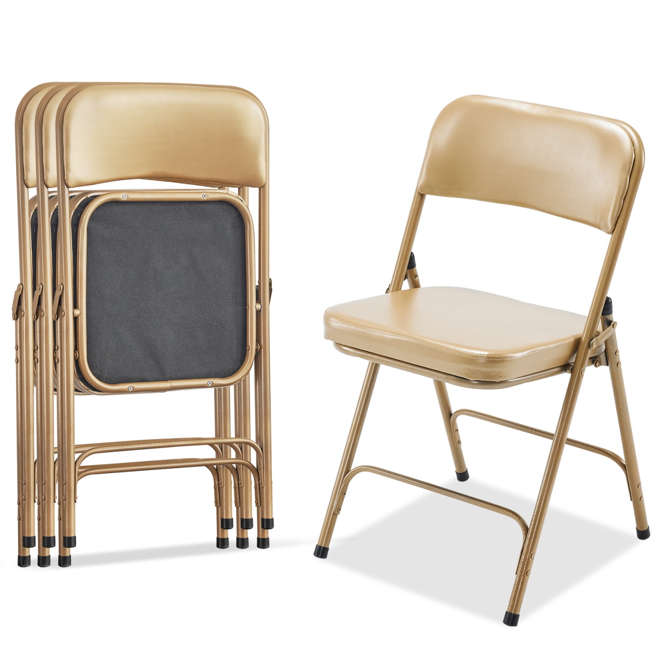 4 Pack Metal Folding Chairs Portable Stackable Folding Chairs with ...