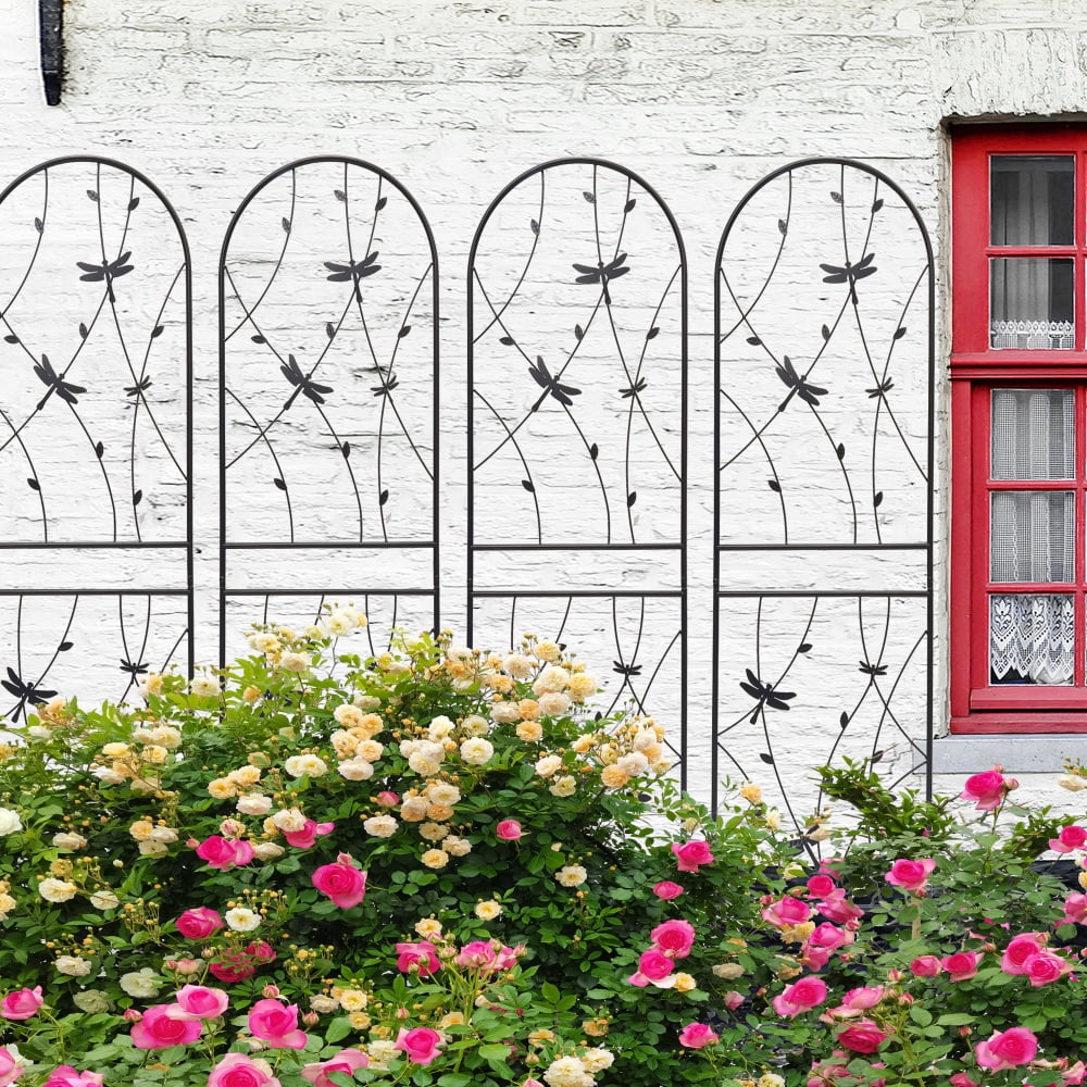 4 Pack Metal Garden Trellis 71" x 19.7" Rustproof Trellis for Climbing Plants Outdoor Flower ...