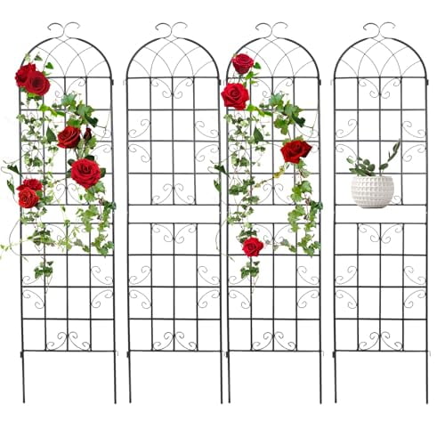 4 Pack Metal Garden Trellis 86.2x19.7inch for Climbing Plants,Rustproof ...