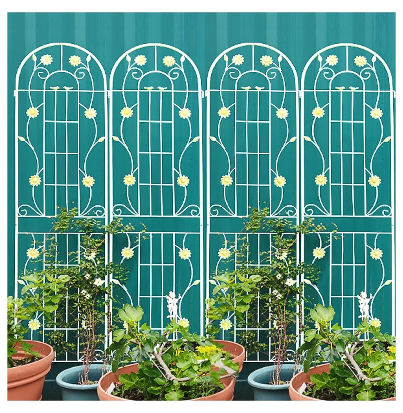 4 Pack Metal Garden Trellis 86.7" H Garden Fence Rustproof Trellis ...