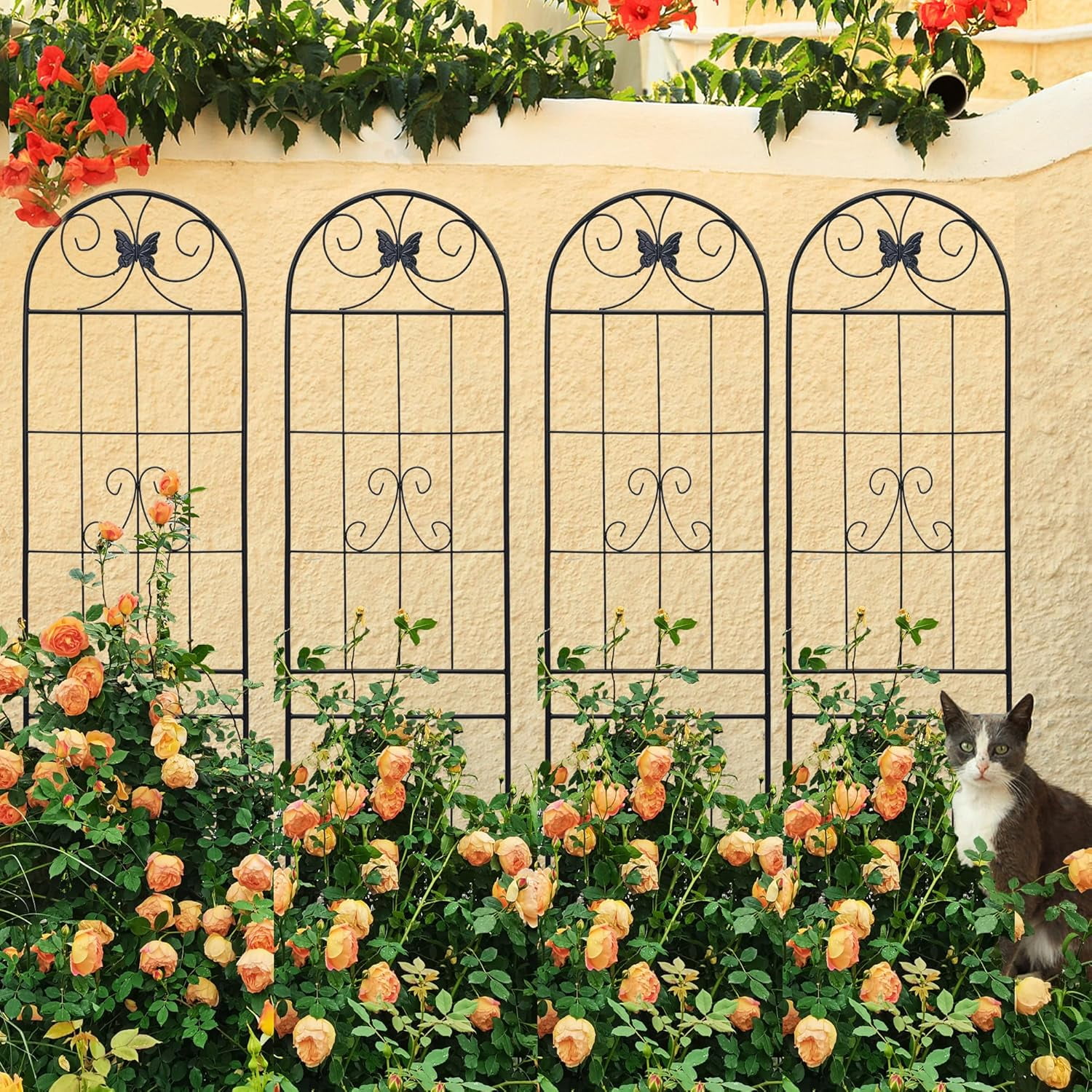 4 Pack Metal Garden Trellis 86.7" Tall Outdoor Climbing Support for ...