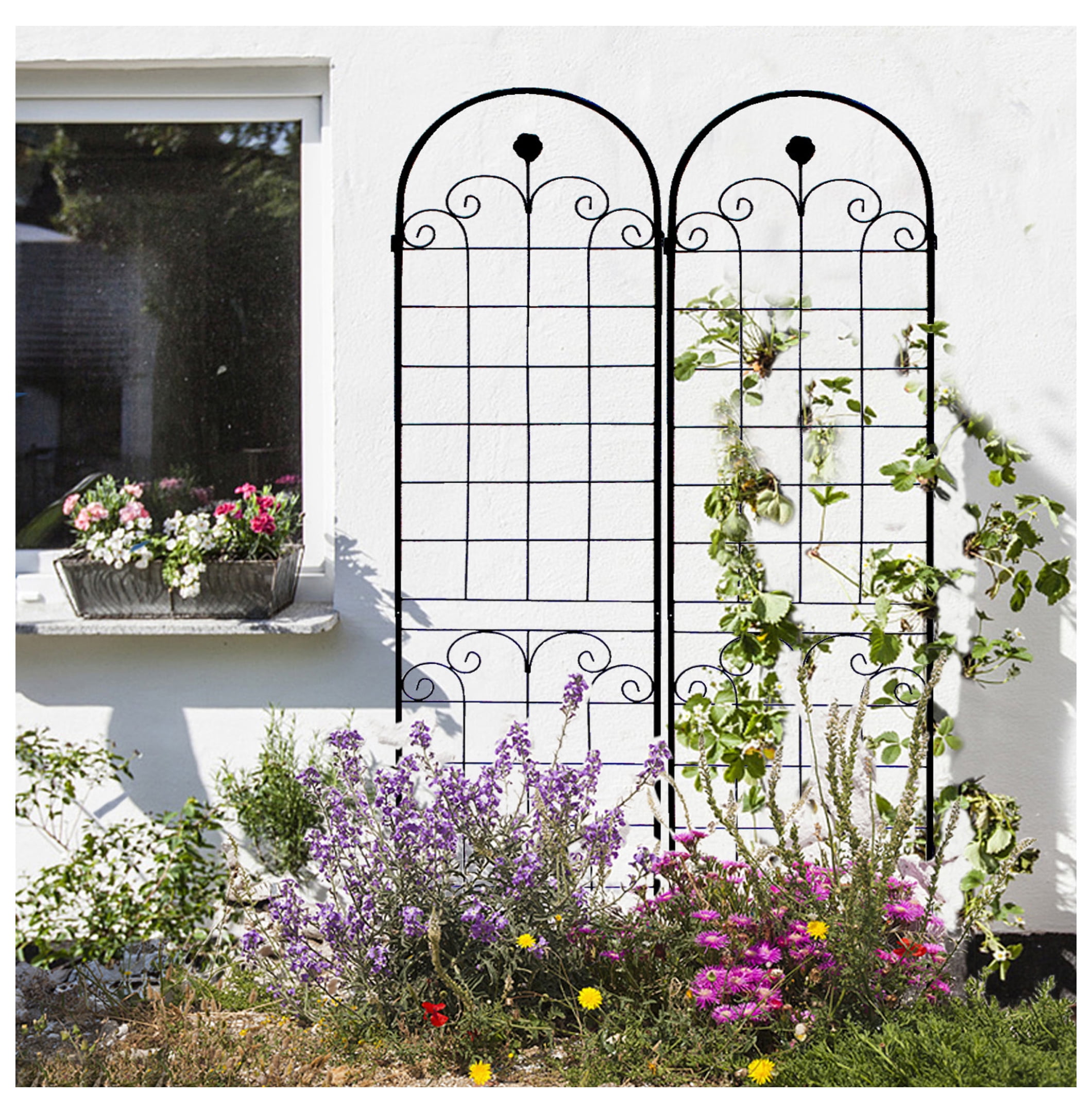 4 Pack Metal Garden Trellis for Climbing Plants Outdoor 86.7'' x 19.7 ...