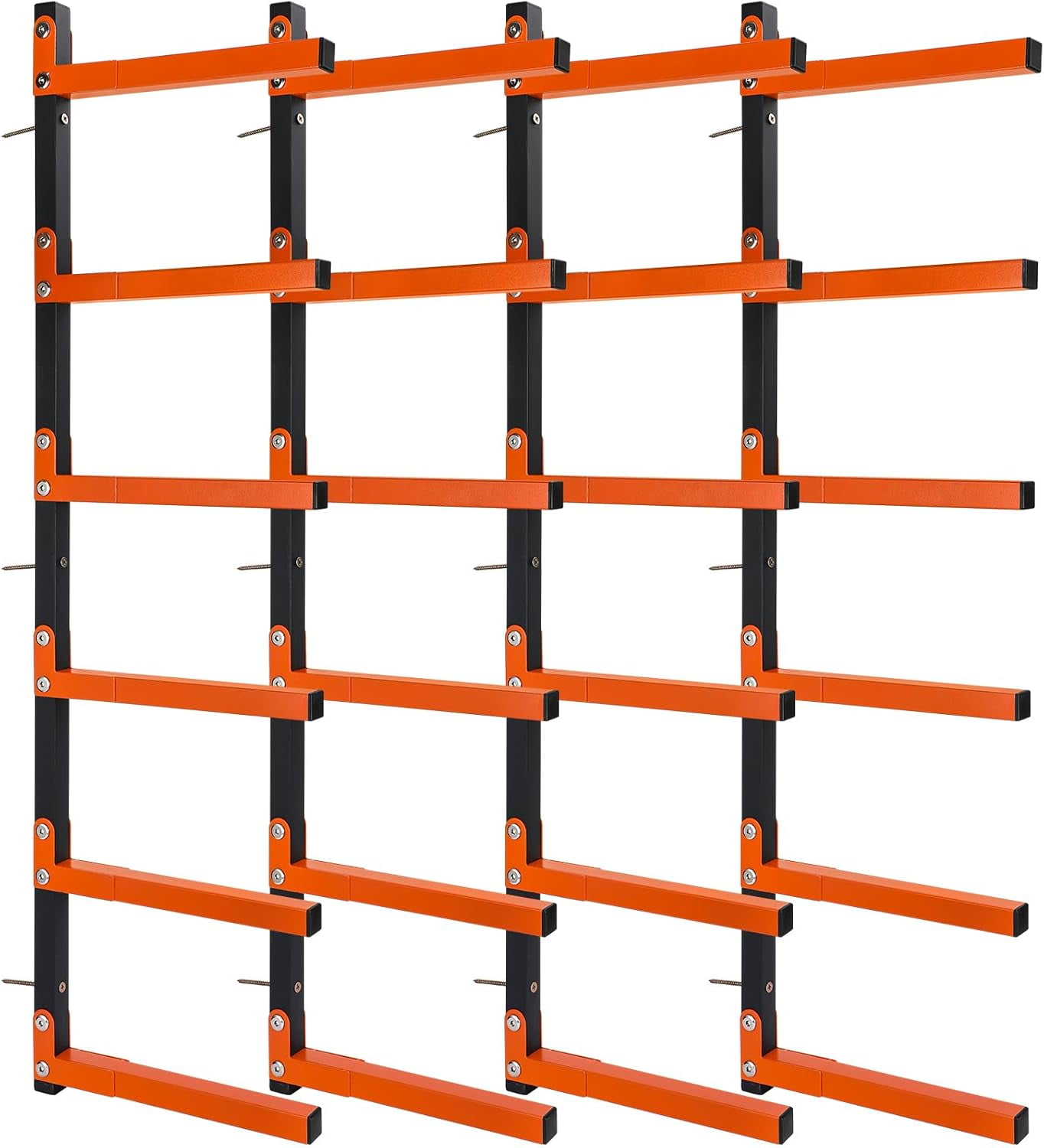 4 Pack Metal Lumber Storage Rack 6 Level Wall Mount Wood Organizer ...