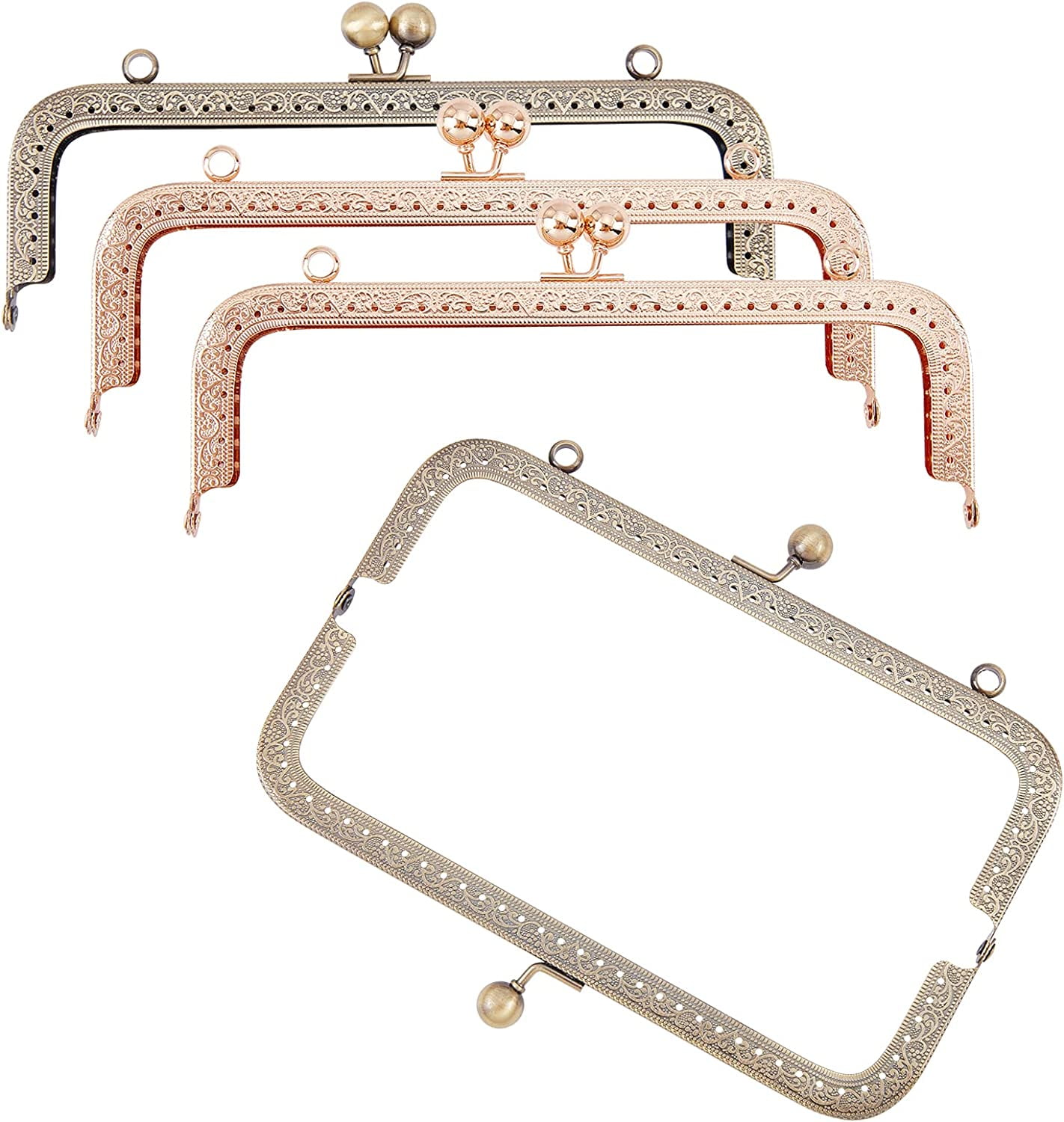 4 Pack Metal Purse Frame Kiss Clasp Lock 20cm/7.8inch Squared Bag ...