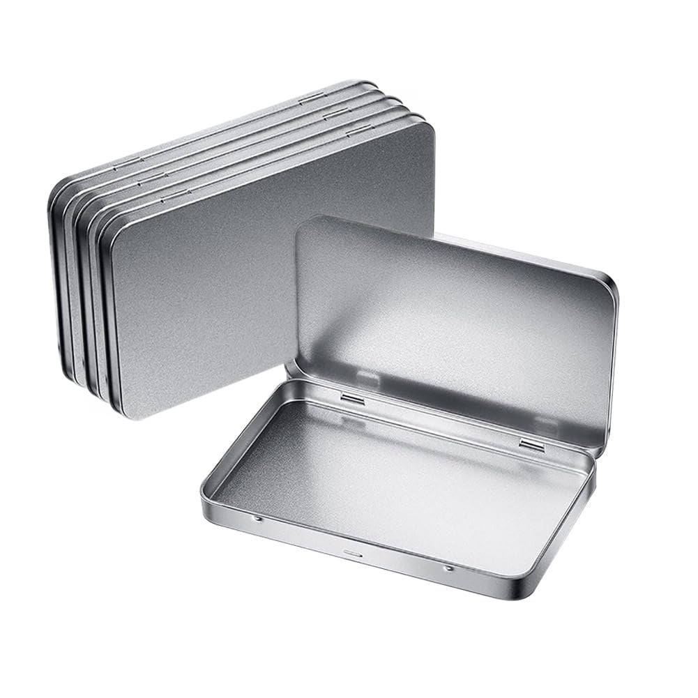 4 Pack Metal Rectangular Empty Hinged Tin Box Containers Metal Tin Box ...