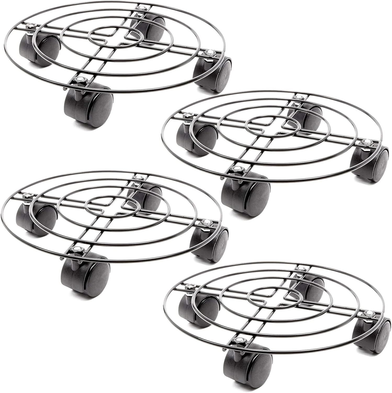 4 Pack Metal Rolling Plant Stand Base, Planter Caddy with Wheels for ...
