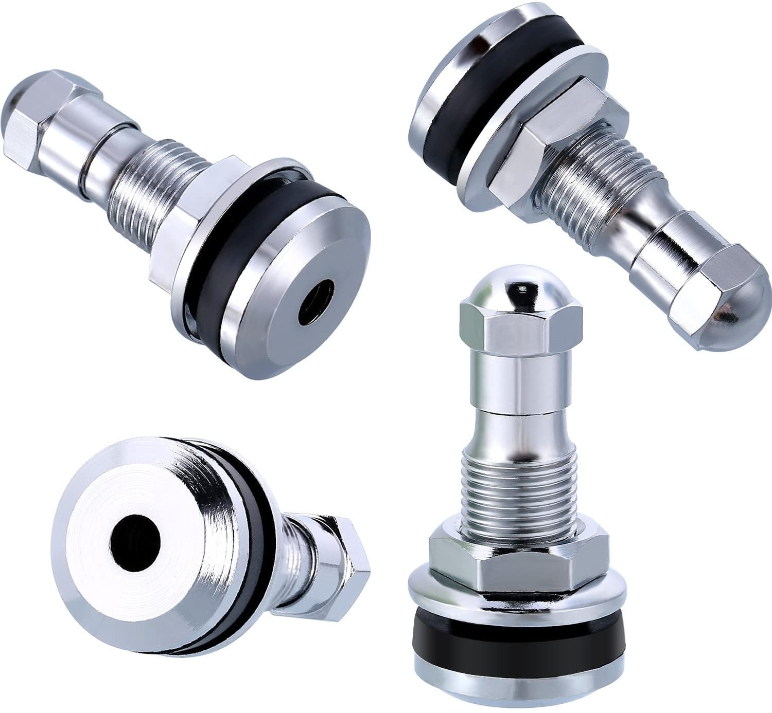 4 Pack Metal Valve Stem TR-416-S 1 Inch Outer Mount Fits 0.453 and 0. ...