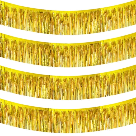 4 Pack Metallic Foil Fringe Tinsel Banner, Total 39 Feet Multi-Color ...