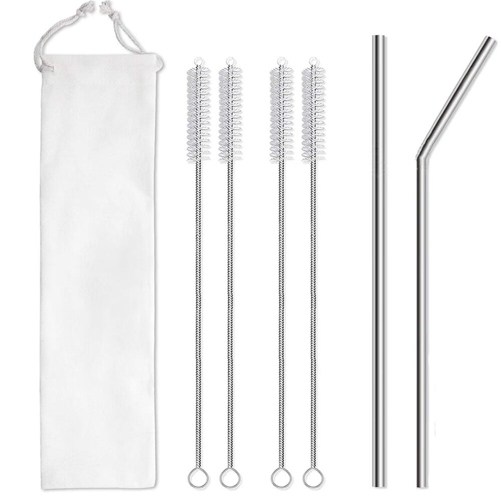 4-Pack Metallic Straw Cleaner Brush, Extra Long Stainless Steel with ...
