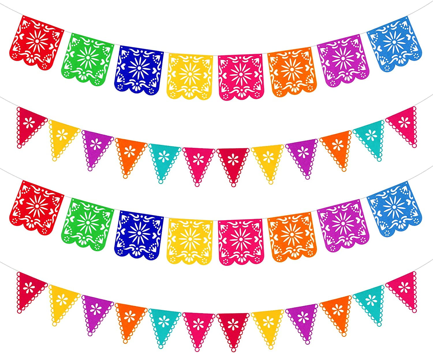 4 Pack Mexican Banner, Papel Picado Banners, Colorful Panels Large ...