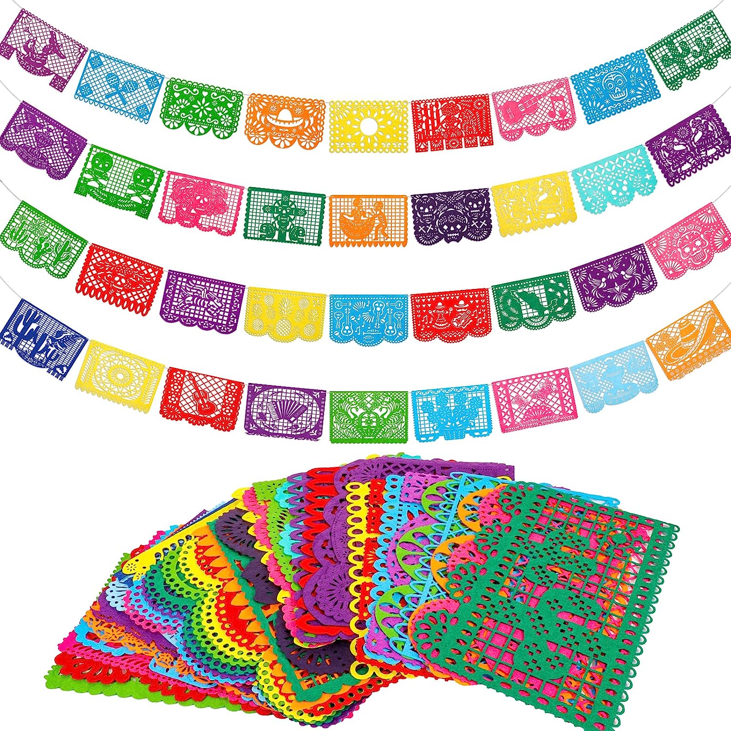 Fiesta Ribbon Banner w/Glitter Paper Letters, 12ft - Walmart.com