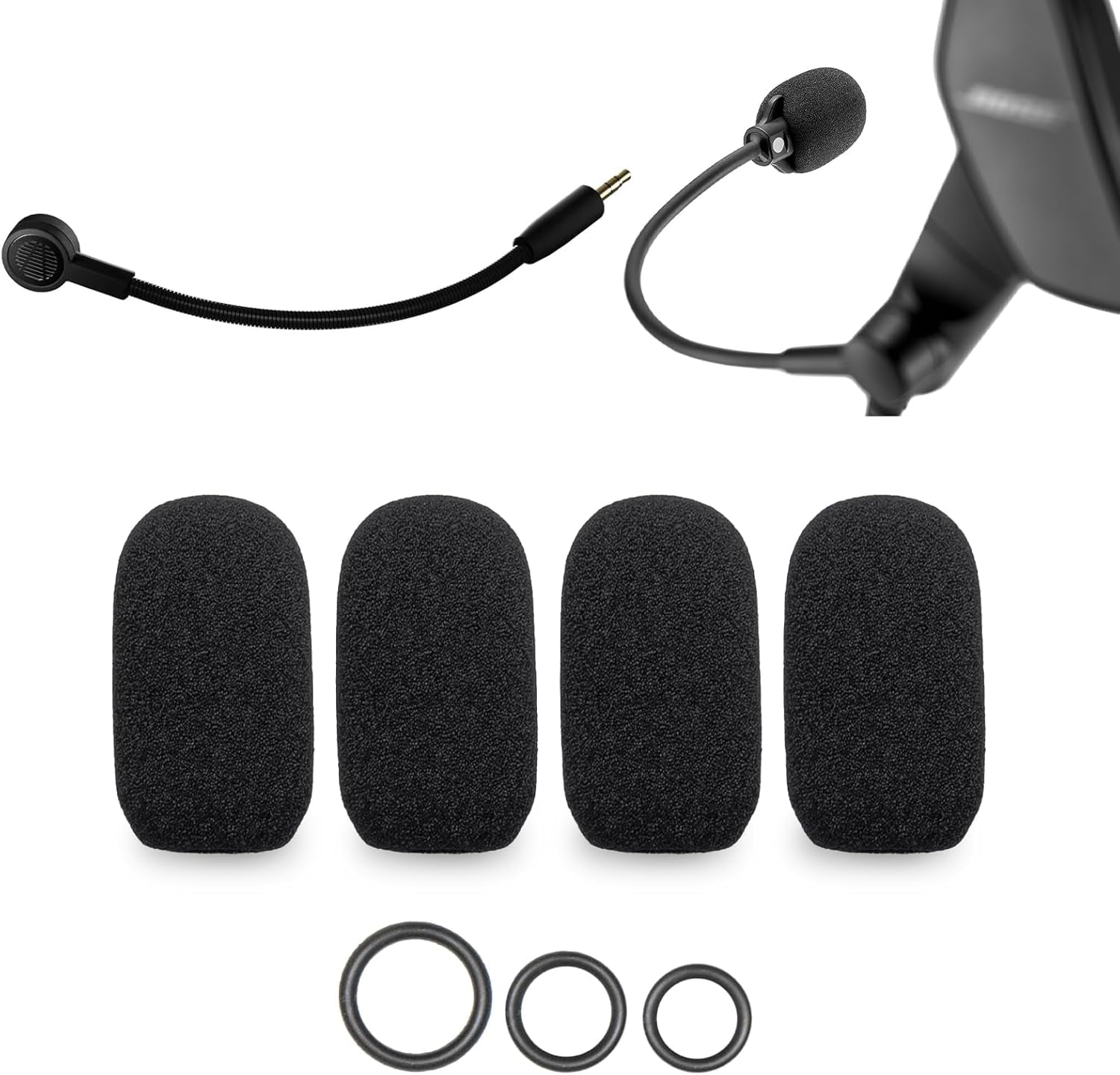 4-Pack Mic Foam Covers Compatible with Bose ProFlight Series 2, Audeze ...