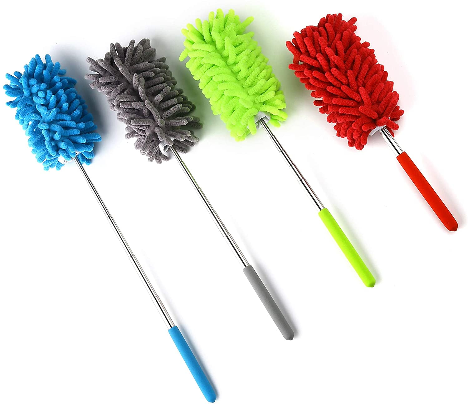 4 Pack Microfiber Dusters with Extension Pole, Microfiber Hand Duster ...