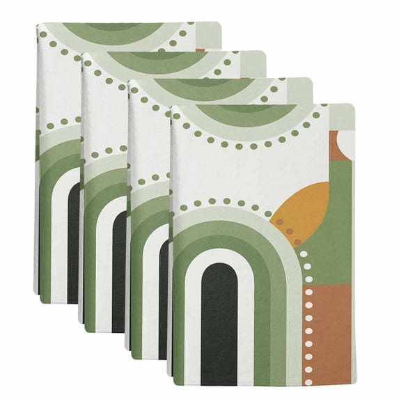 4 Pack Mid-Century Modern Kitchen Towels Art Geometric Abstract Green ...