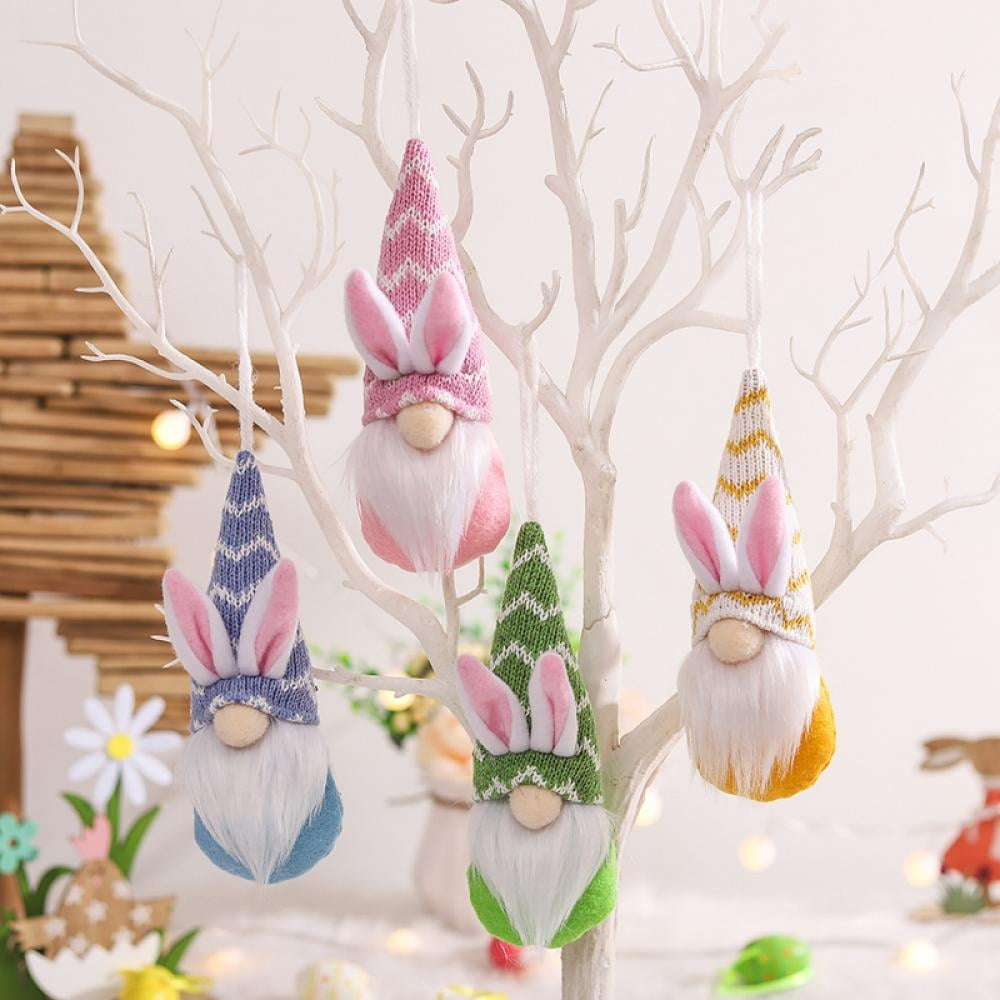 4 Pack Mini Easter Gnome Ornament for Tree Decorations Assorted Small ...