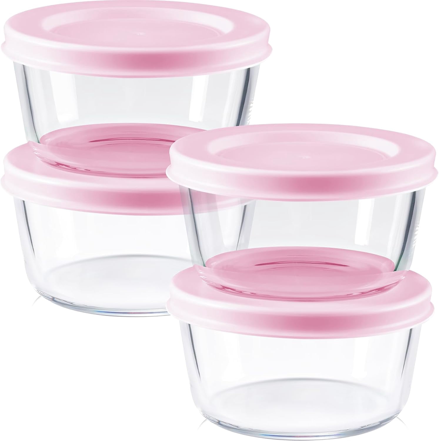 4 Pack Mini Glass Bowls, Glass Preserving Bowl with Silicone Lid, Small ...