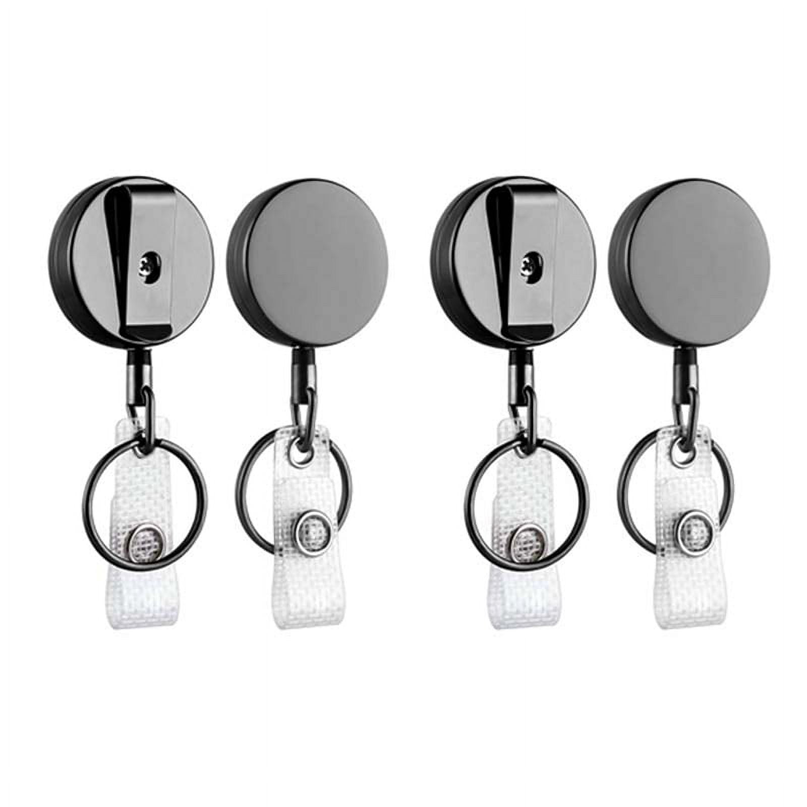 4 Pack Mini Heavy Duty Retractable Badge Holder Reel, Metal ID Badge ...