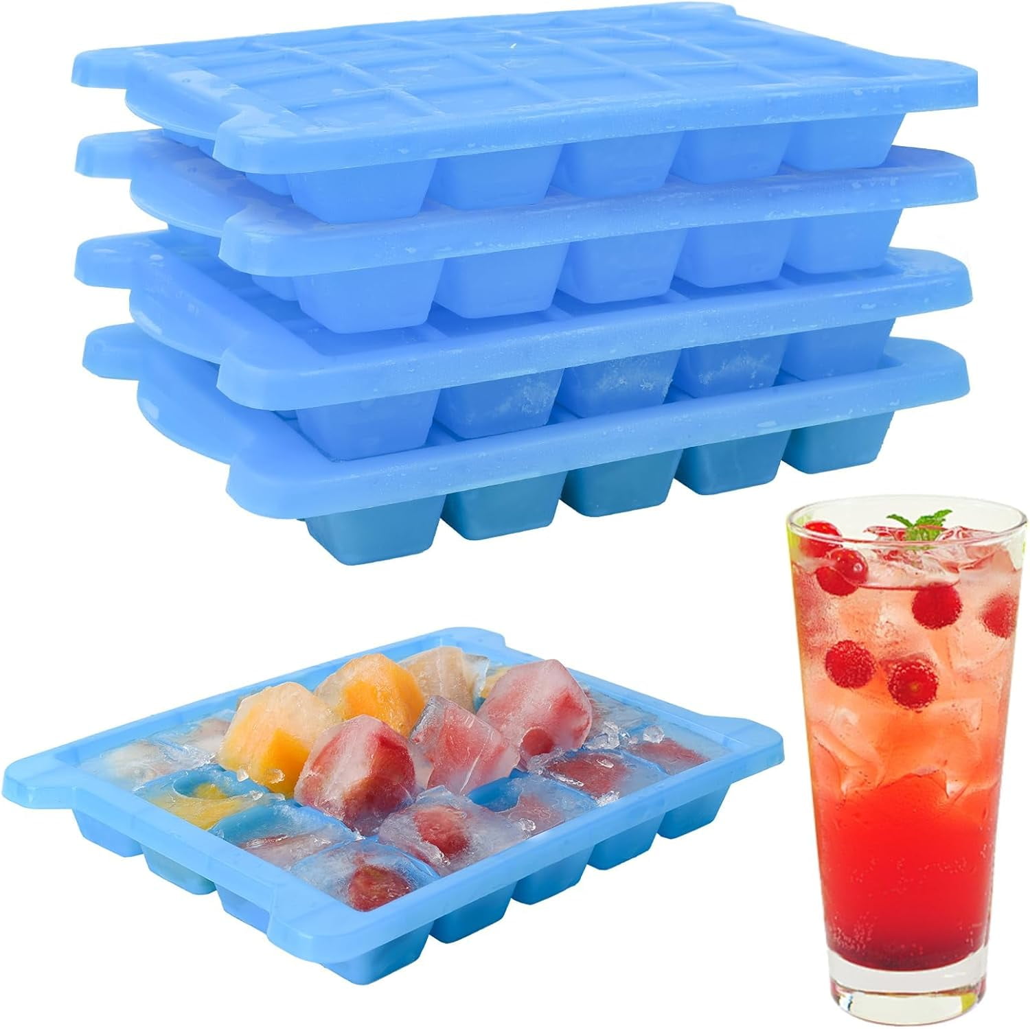 4 Pack Mini Ice Cube Trays for Freezer-Easy Release & Stackable | Small ...