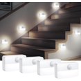 4 Pack Mini Motion Sensor Stair Light for Indoor, Battery-Powered LED ...