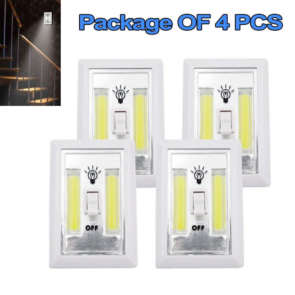 4 Pack Mini PVC COB LED Lamp Switch Wall Night Lights Battery Operated ...