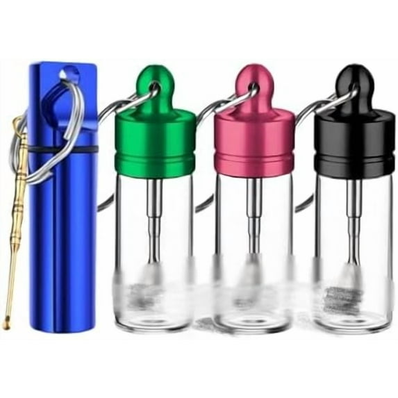 4-Pack Mini Spice Jars Set with Spoons - Leak-proofs Keychain Storage ...