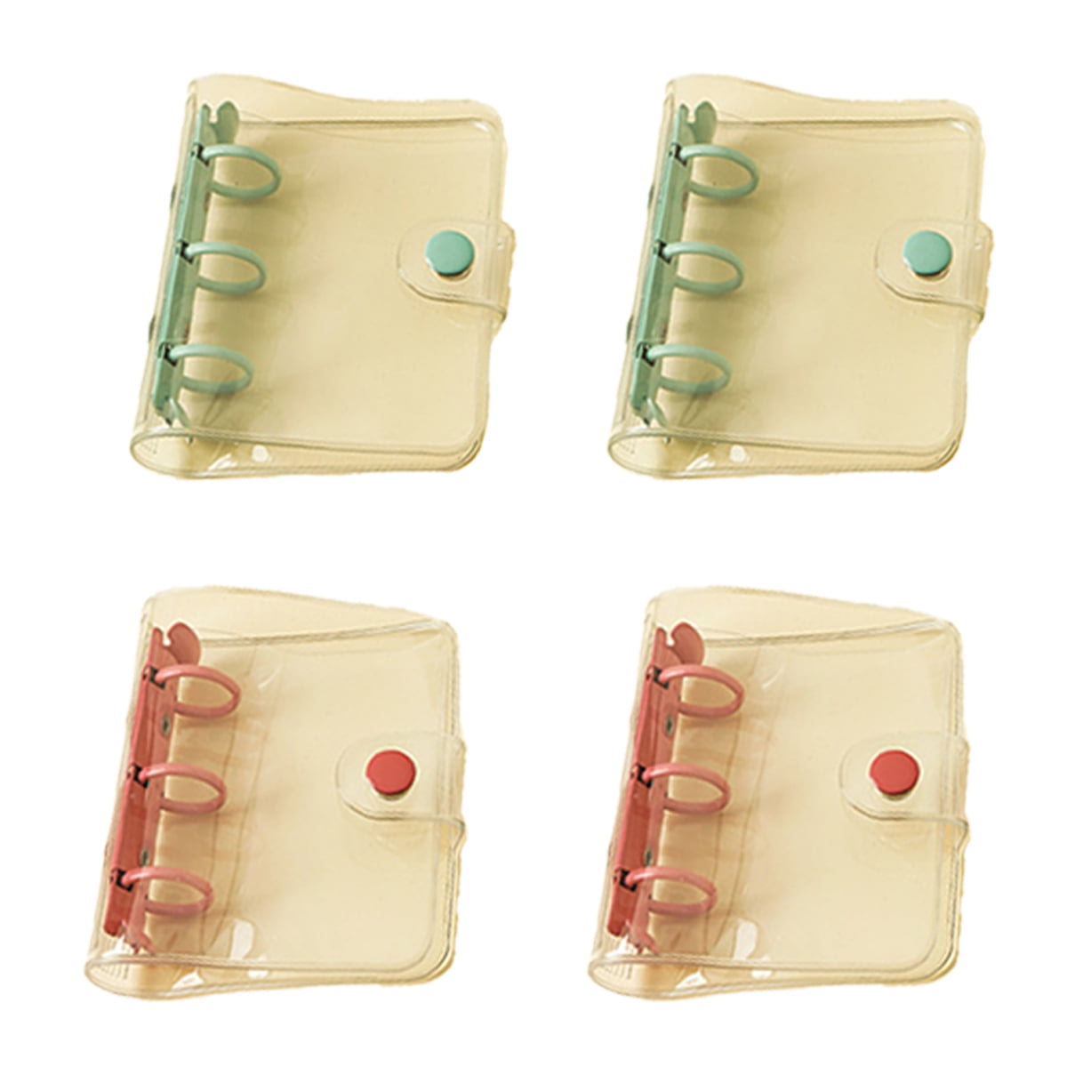 4 Pack Mini Transparent 3 Ring Binder Covers Notebook Closure Loose ...