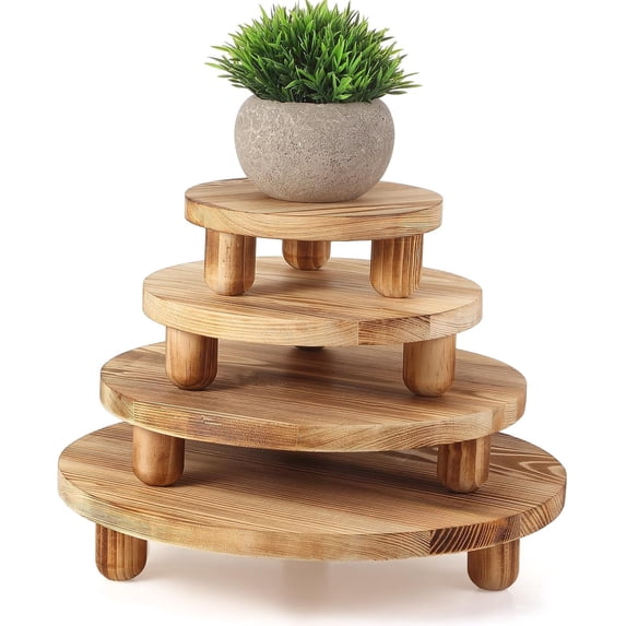 4 Pack Mini Wooden Plant Stool Display Wood Cake Stand 12/10/8/6 Inch ...