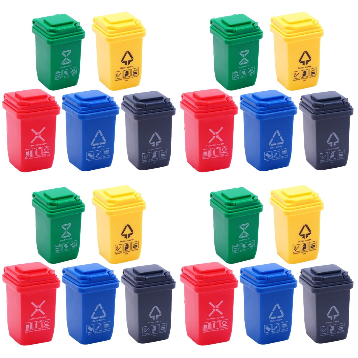 4 Pack Miniature Garbage Bin Trash Can Model Dollhouse Child Baby ...