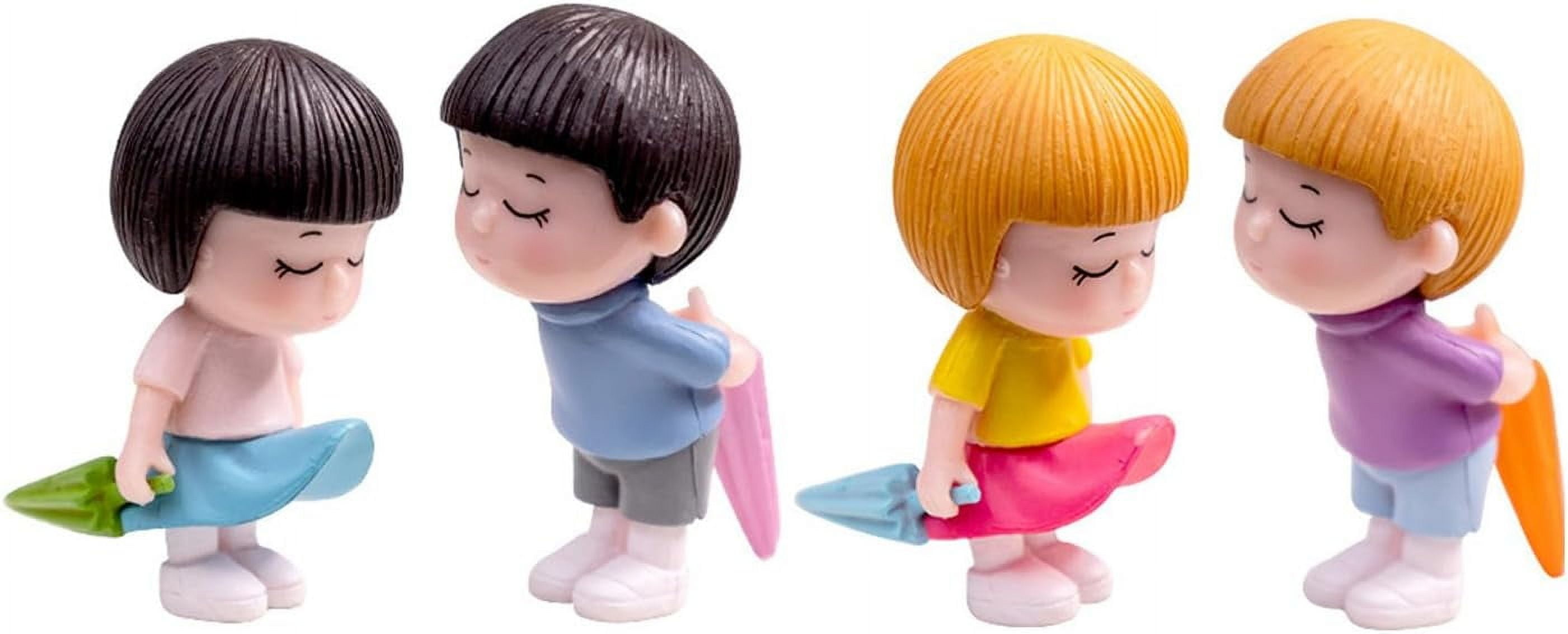 4 Pack Minifigures Cake Topper Minifigs Mini Figure Umbrella Couple Lover Mini Figurines for DIY ...