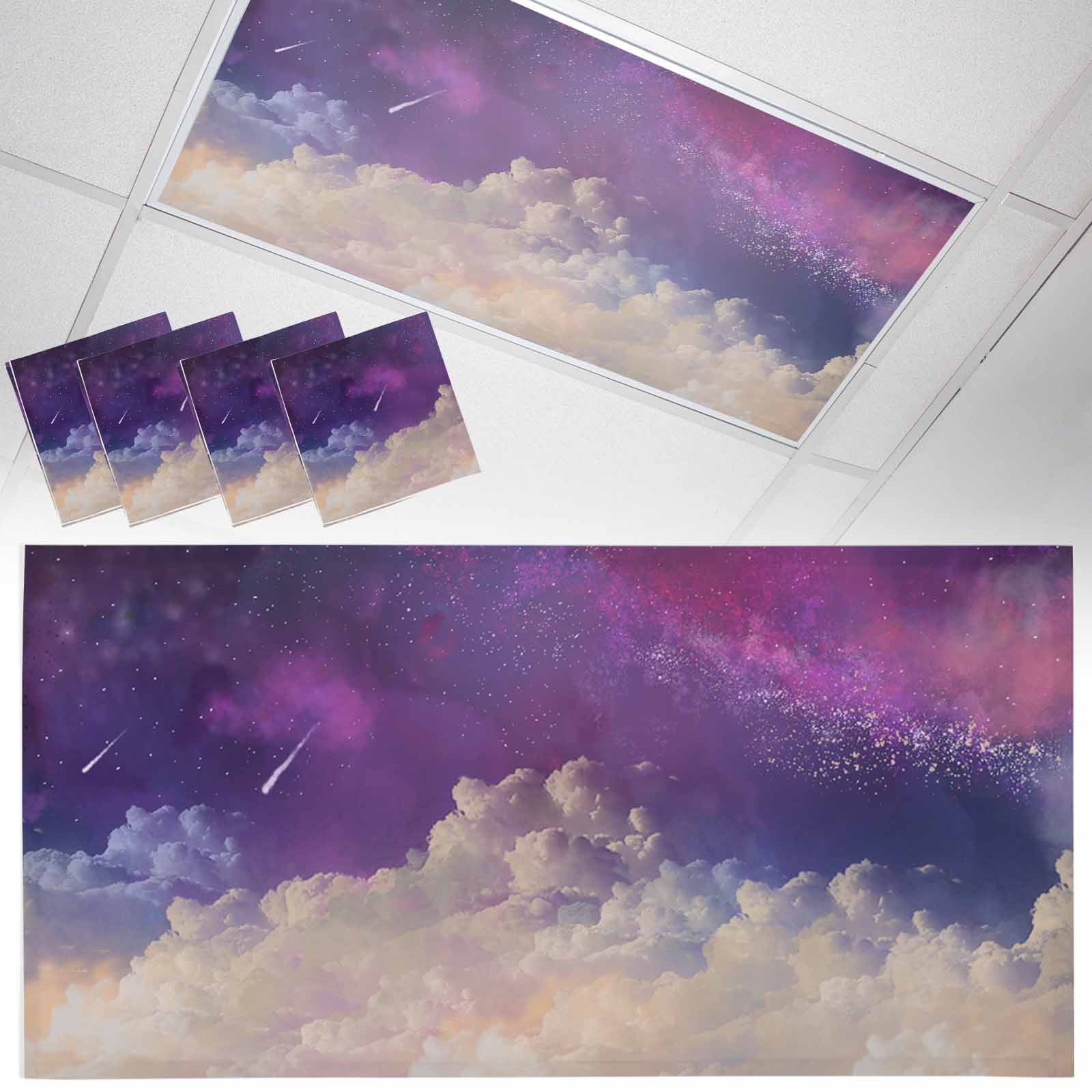 4 Pack Modern Sky Fluorescent Light Covers for Ceiling Lights Meteor ...
