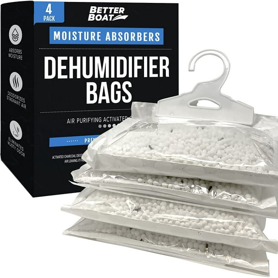 4 Pack Moisture Absorber Hanging Bags, Boat Dehumidifier with Charcoal ...