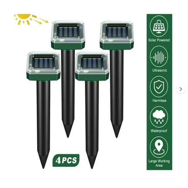 4 Pack Mole Repellent Solar Powered, Waterproof Mole Repellent Chipmunk ...