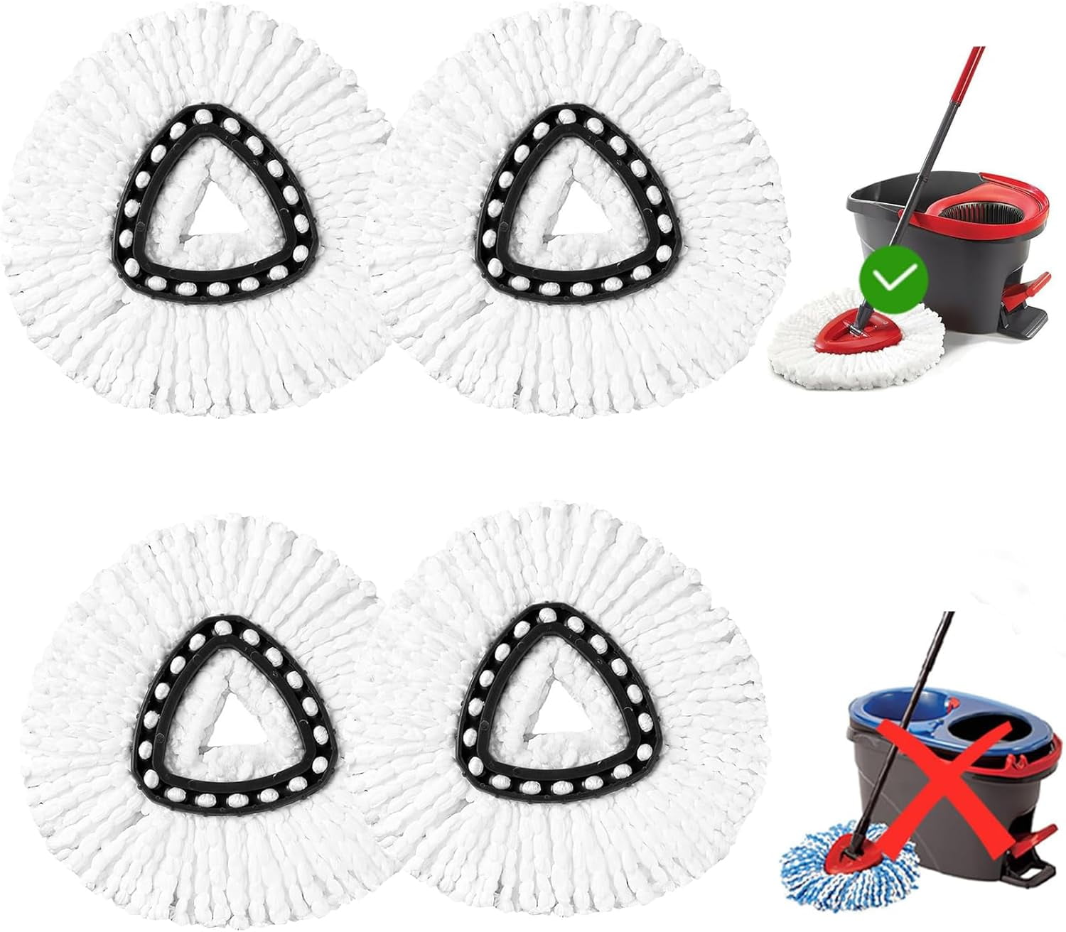 4 Pack Mop Head Replacement Compatible with O Cedar Triangle Swivel ...
