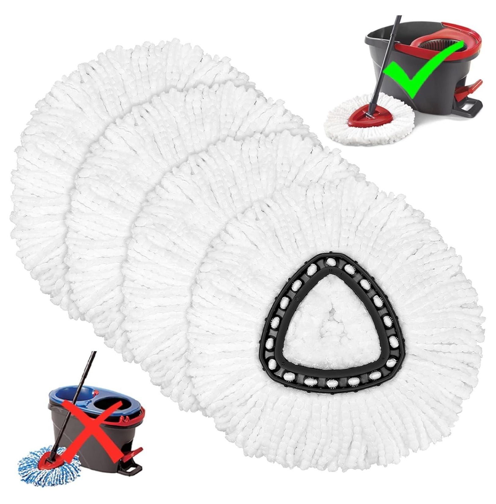 4 Pack Mop Heads Replacements for O-Ceda Easy Wrin Spin System ...