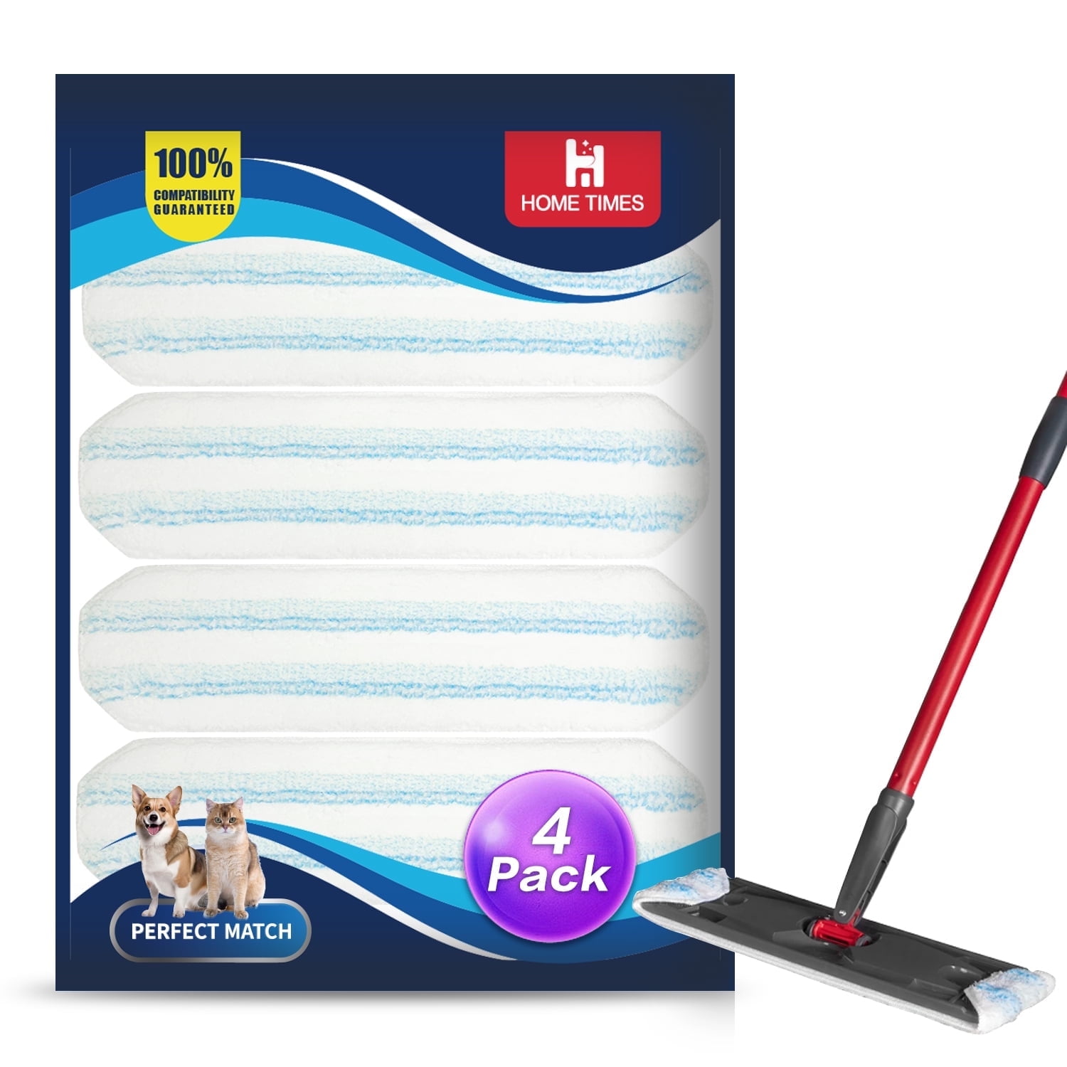 4 Pack Mop Refills Compatible with O-Cedar H2prO Flat Mop System ...