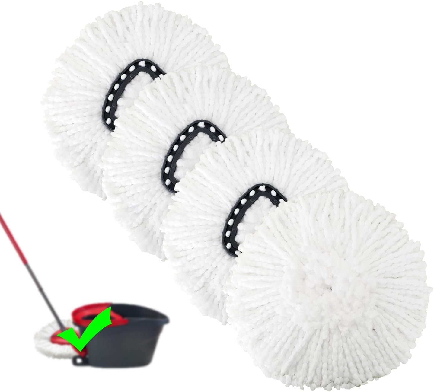 4 Pack Mop Replacement Heads Microfiber Spin Mop Replace Head Mop Refills Safe For Deep Cleaning