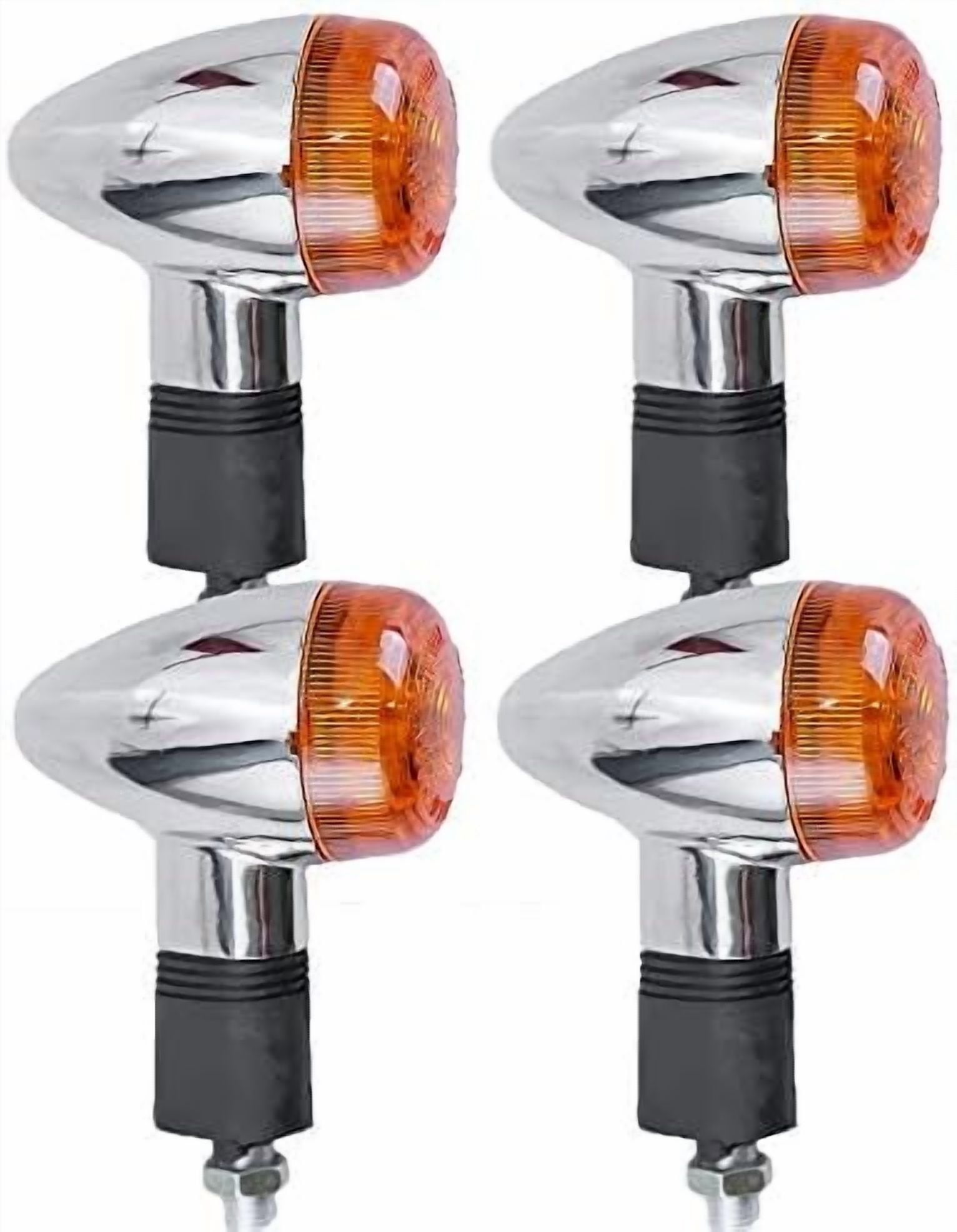 4 Pack Motorcycle Chrome Bullet Front Rear Turn Signal Amber Motorcycle ...