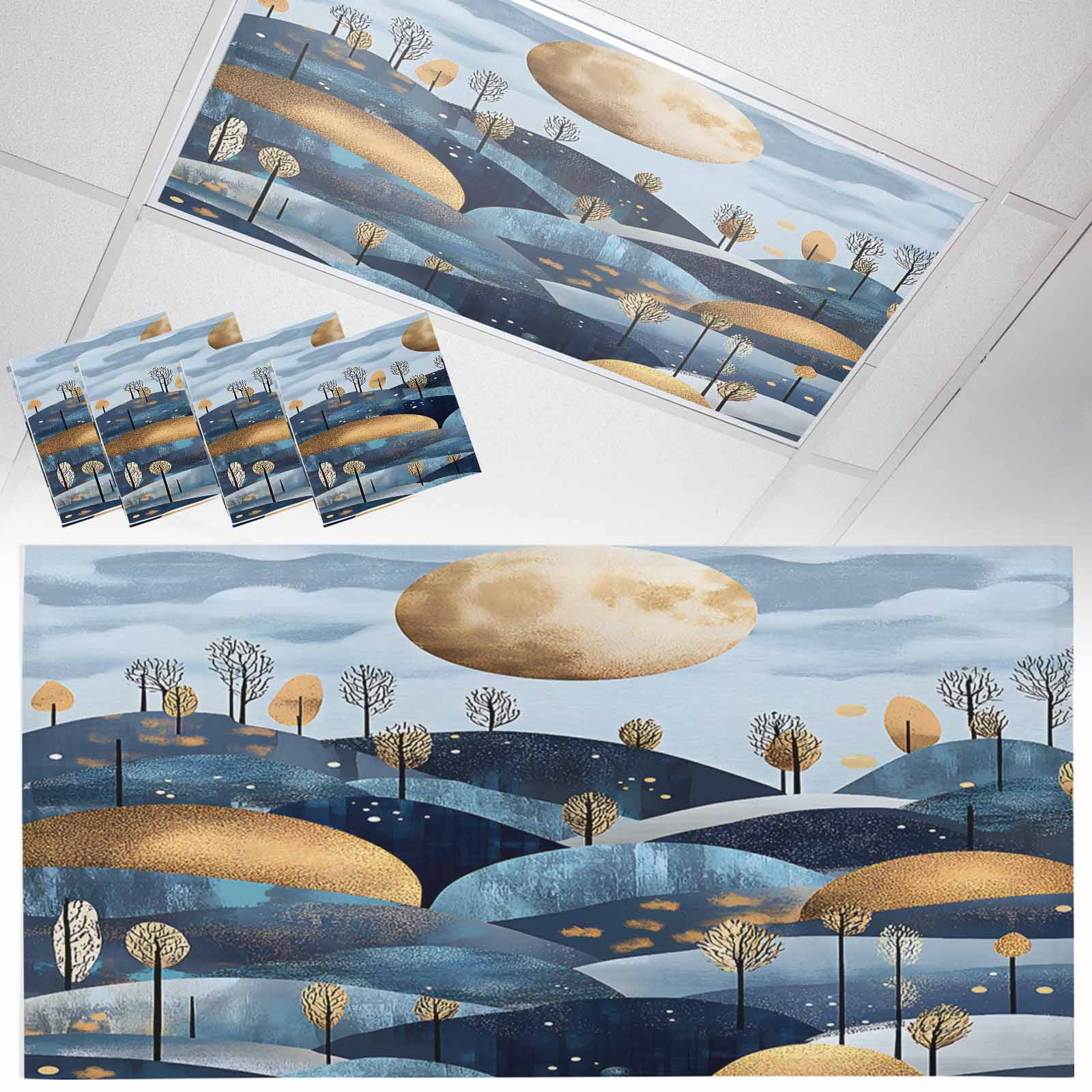 4 Pack Mountains Modern Art Fluorescent Light Covers for Ceiling Lights ...