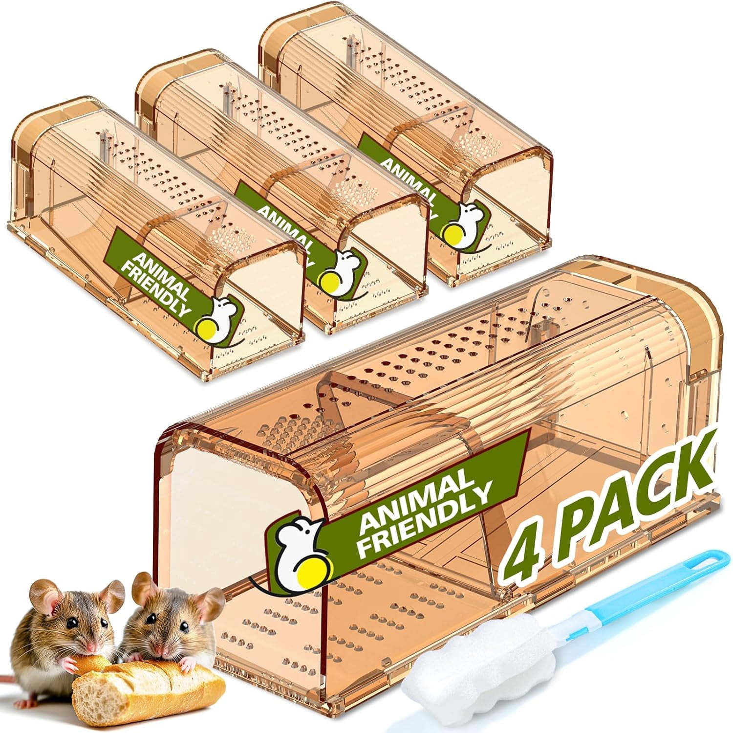 4 Pack Mouse Traps No Kill Hmane Mouse Traps Indoor for Home Catch and ...