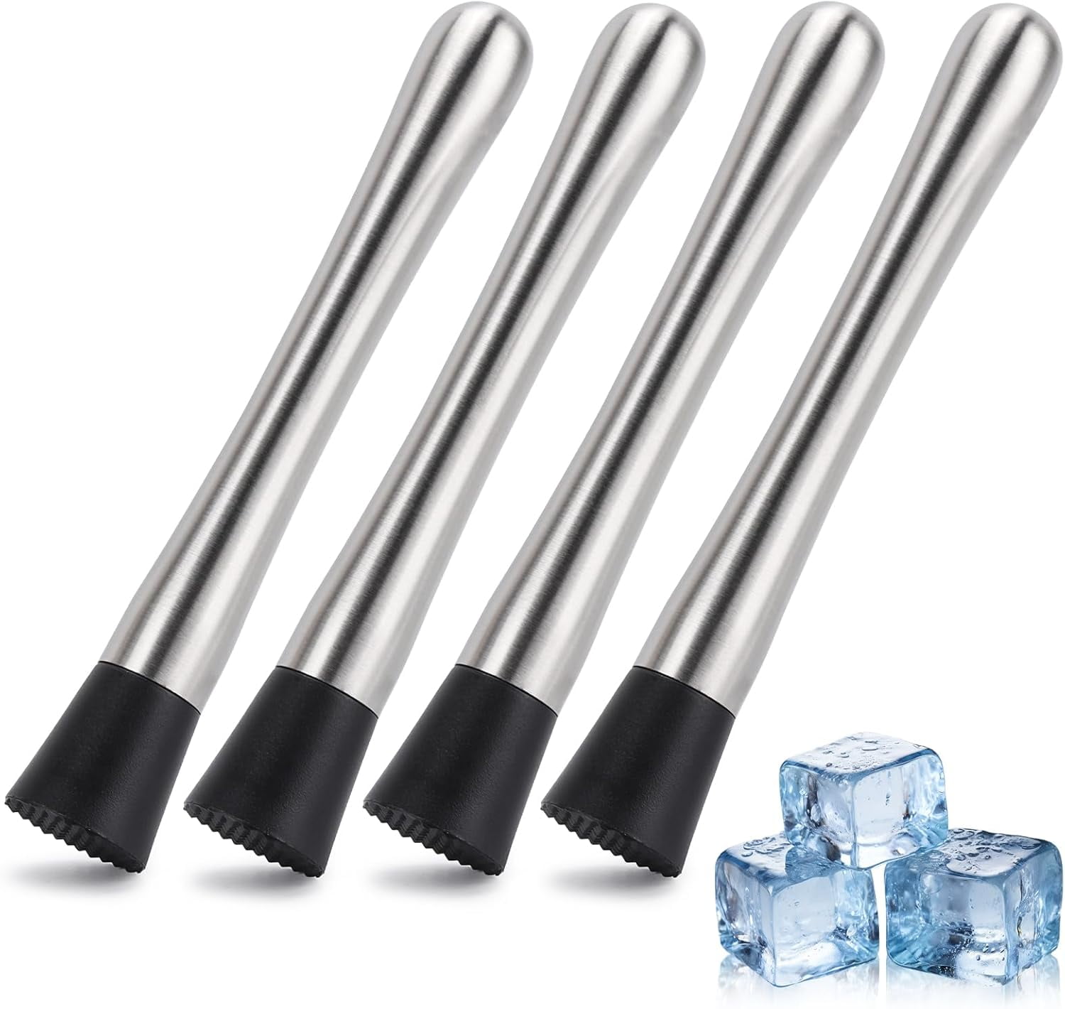 4 Pack Muddlers for Cocktail 304 Stainless Steel Fruit Crusher 8.3 ...