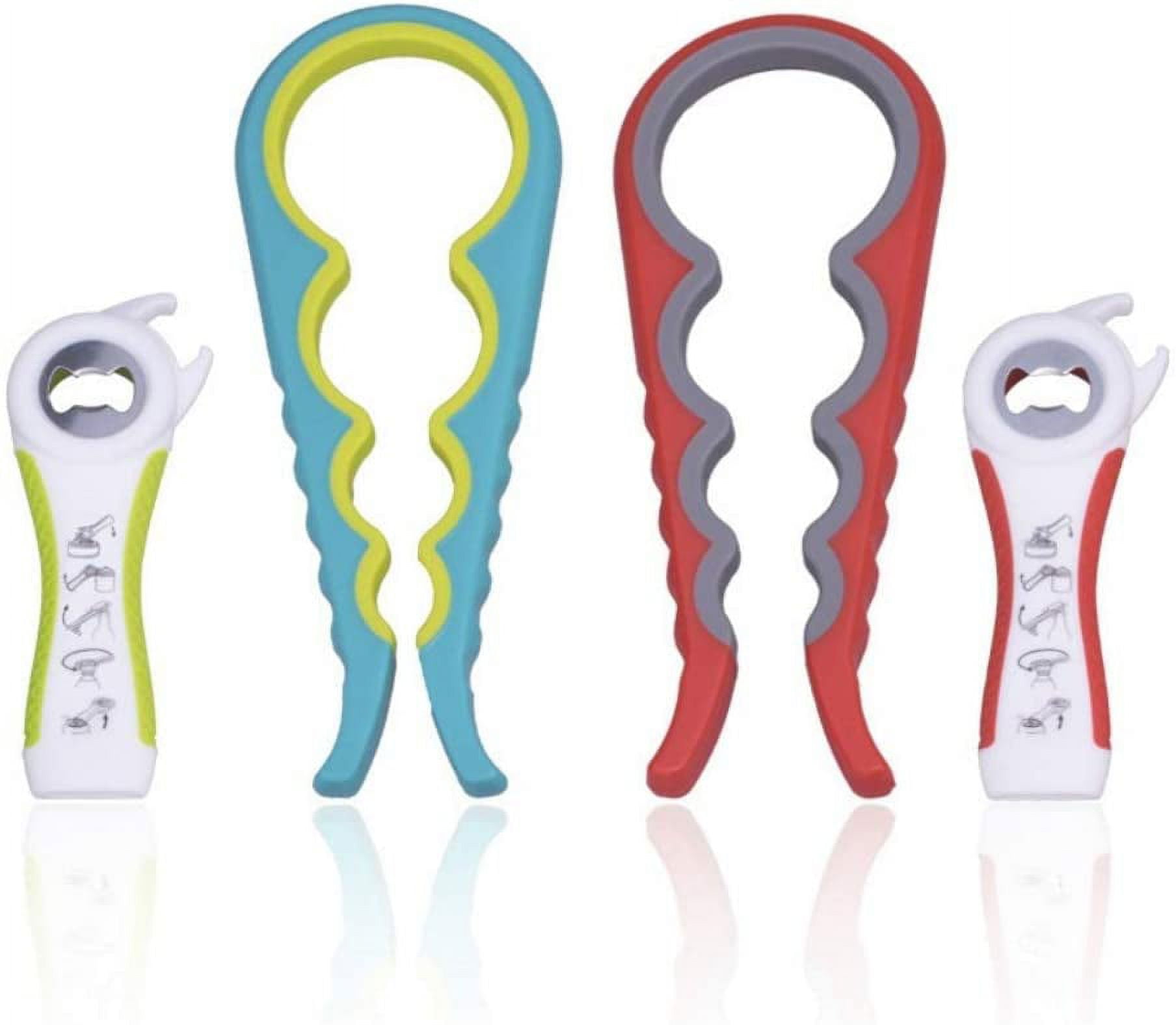 4-Pack Multi-Function Jar, Bottle and Can Opener, 4-in-1 Jars Opener, 5-in-1 Bottles Opener, 2 ...