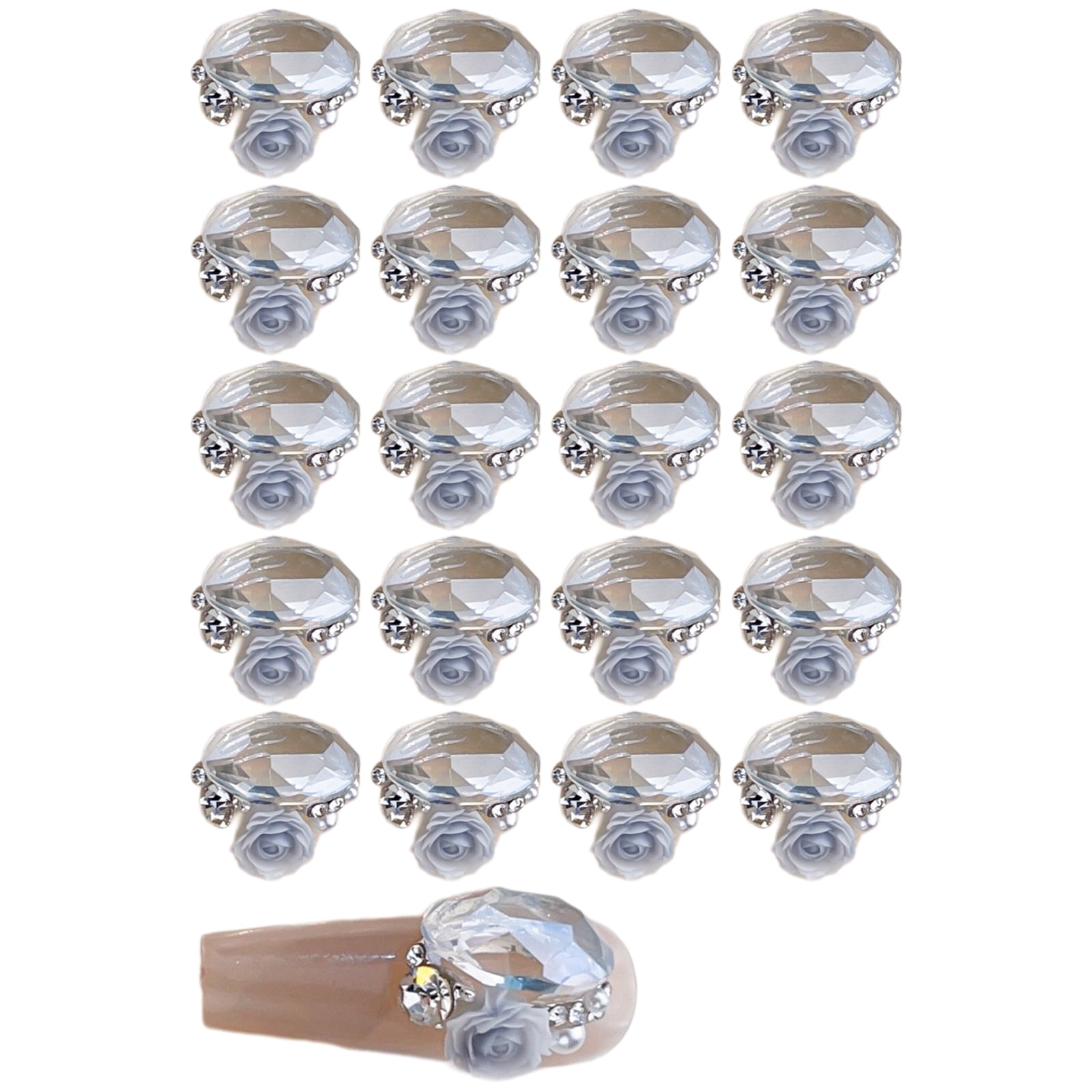 4 Pack Multi-Shaped Charms Flower Rectangle Rhinestones Nails Art ...