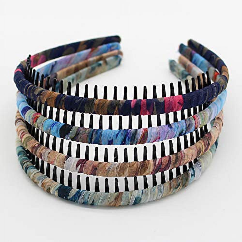 4-Pack Multi-colored Resin Teeth Hair Hoop Non-slip Comfortable Women's ...