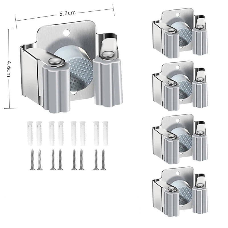 4-Pack Multi functional Wall Mounted Broom and Mop Stand Set - A ...