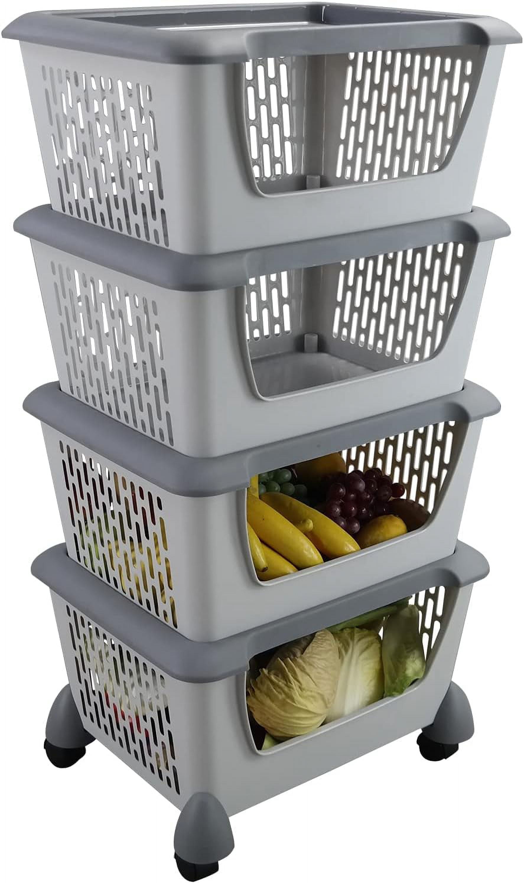 4 Pack Multipurpose Stacking Storage Bins, Large Plastic Baskets ...