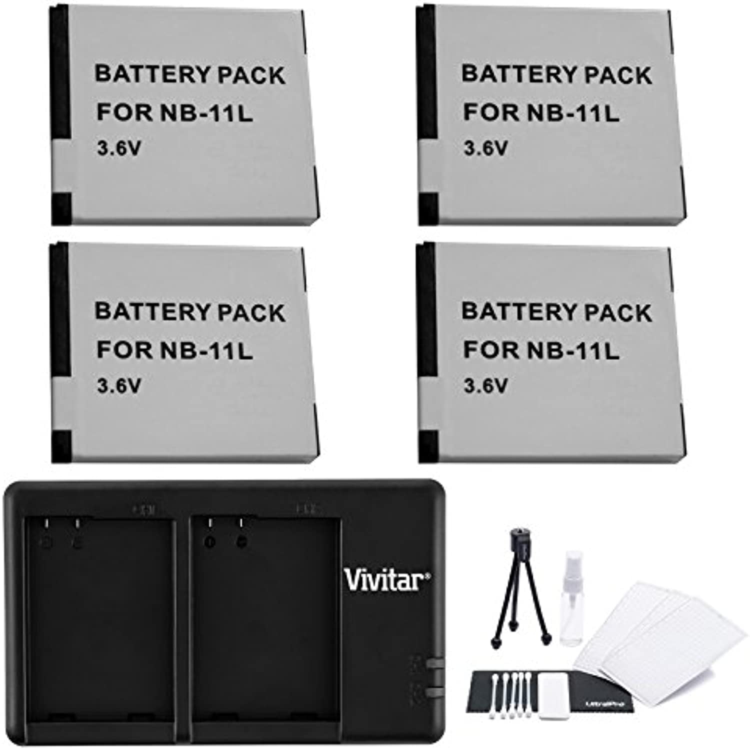 4-Pack NB-11L / NB-11LH High-Capacity Replacement Battery with Rapid ...