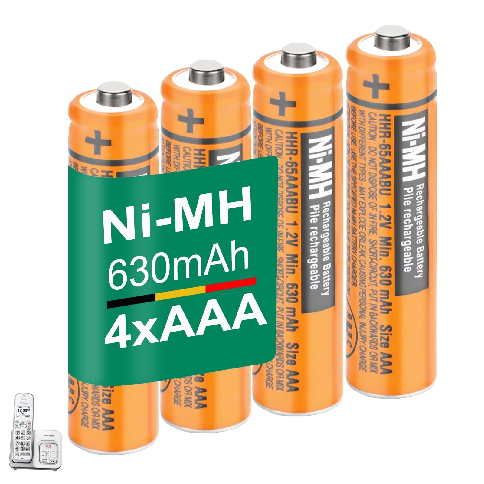 4-Pack NI-MH AAA Rechargeable Battery 1.2V 630mah HHR-65AAABU AAA ...