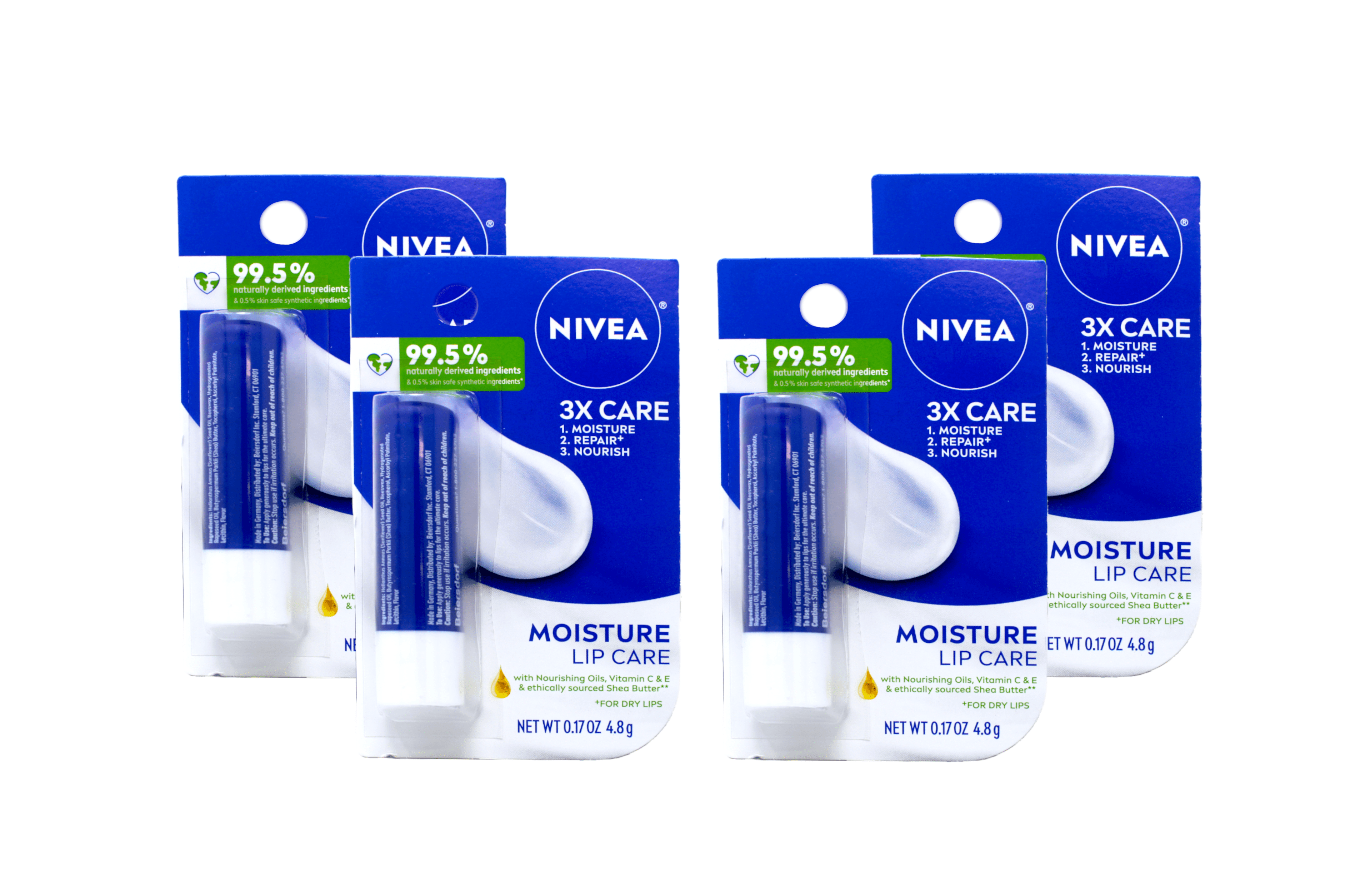 NIVEA - 4 Pack of Moisturizing Essential Lip Care, A Kiss of Moisture ...